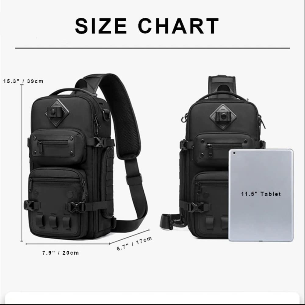 P&D Tactical Shoulder Sling Bag For Men Backpack 14L Large Capacity Chest Tactical Outdoor Crossbody Travel Pack Waterproof Sports Bag For Man Male