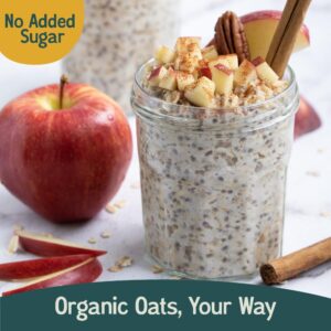 Easy Morning Overnight Oats ⎸ Organic Mix of Rolled Oats, Flax, Chia, Steel Cut Oats ⎸ Make in Overnight Oats Containers with Lids, Then Wake Up to Your Perfect Breakfast (10 Serving Bag, 15oz)