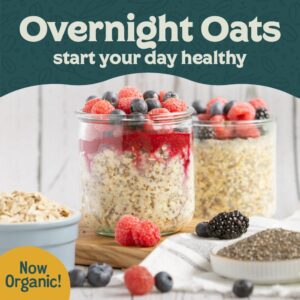 Easy Morning Overnight Oats ⎸ Organic Mix of Rolled Oats, Flax, Chia, Steel Cut Oats ⎸ Make in Overnight Oats Containers with Lids, Then Wake Up to Your Perfect Breakfast (10 Serving Bag, 15oz)