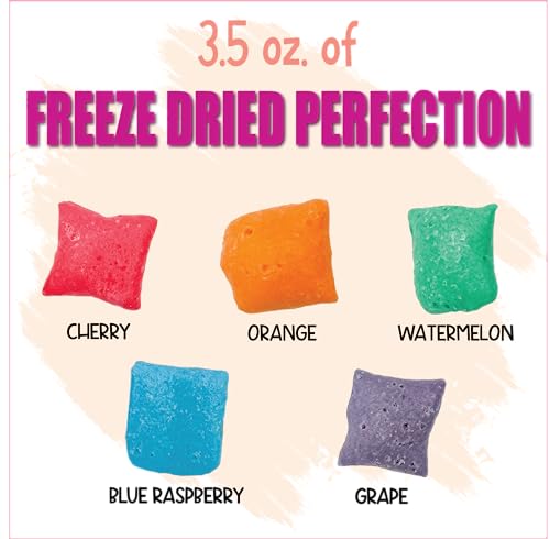 Freeze Dried Air Taffy Candy - Variety Fruit Flavors, 3.5oz | Strawberry, Melon, Cherry, Raspberry, Orange, Grape, Mystery | Crunchy Snack Sour Treat, Gift