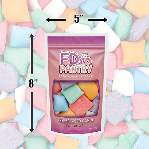 Freeze Dried Air Taffy Candy - Variety Fruit Flavors, 3.5oz | Strawberry, Melon, Cherry, Raspberry, Orange, Grape, Mystery | Crunchy Snack Sour Treat, Gift