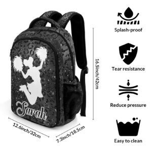 Anneunique Custom Cheerleader Backpack Custom Multifunctional Waterproof Laptop Bag for Travel Gift Cheer Black Bling Print