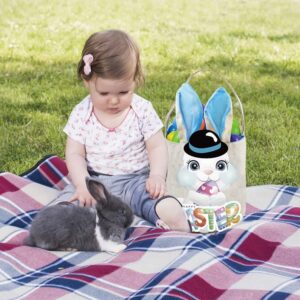 PADELO Easter Basket for Kids, Cute Easter Bucket Stuffers Bags with Bunny Ears for Easter Eggs Hunting, Easter Party Decorations, Candy Gifts Storage, Blue Easter Baskets