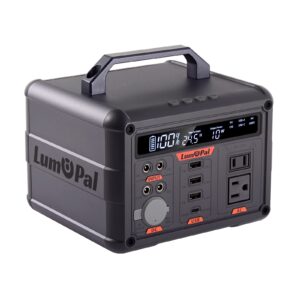 Portable Power Station 300W, Lumopal 298Wh Solar Generator IP63 Waterproof Super Quiet with PD 100W USB-C/ 120V AC Pure Sine Wave Outlet, Backup Lithium Battery for Camping Home Blackout (500W PEAK)