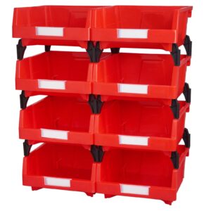 aercana large stackable storage bins garage storage bins toy storage bins workshop storage bins(red, pack of 8)