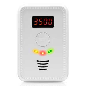 hcmlek gas leak detector, natural gas detector and plug in carbon monoxide detector for home, kitchen, combustible gas leak detector monitor for co, lng, lpg, methane