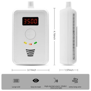 Hcmlek Gas Leak Detector, Natural Gas Detector and Plug in Carbon Monoxide Detector for Home, Kitchen, Combustible Gas Leak Detector Monitor for CO, LNG, LPG, Methane