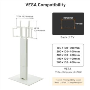 WALL V5 High Type | Japanese Rolling Portable Free-Standing 32-80 Inch Universal TV Stand with Concealed Caster Wheels | Satin White