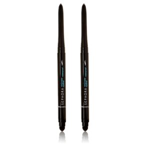 sephora collection retractable waterproof eyeliner #1 matte black (2pack)