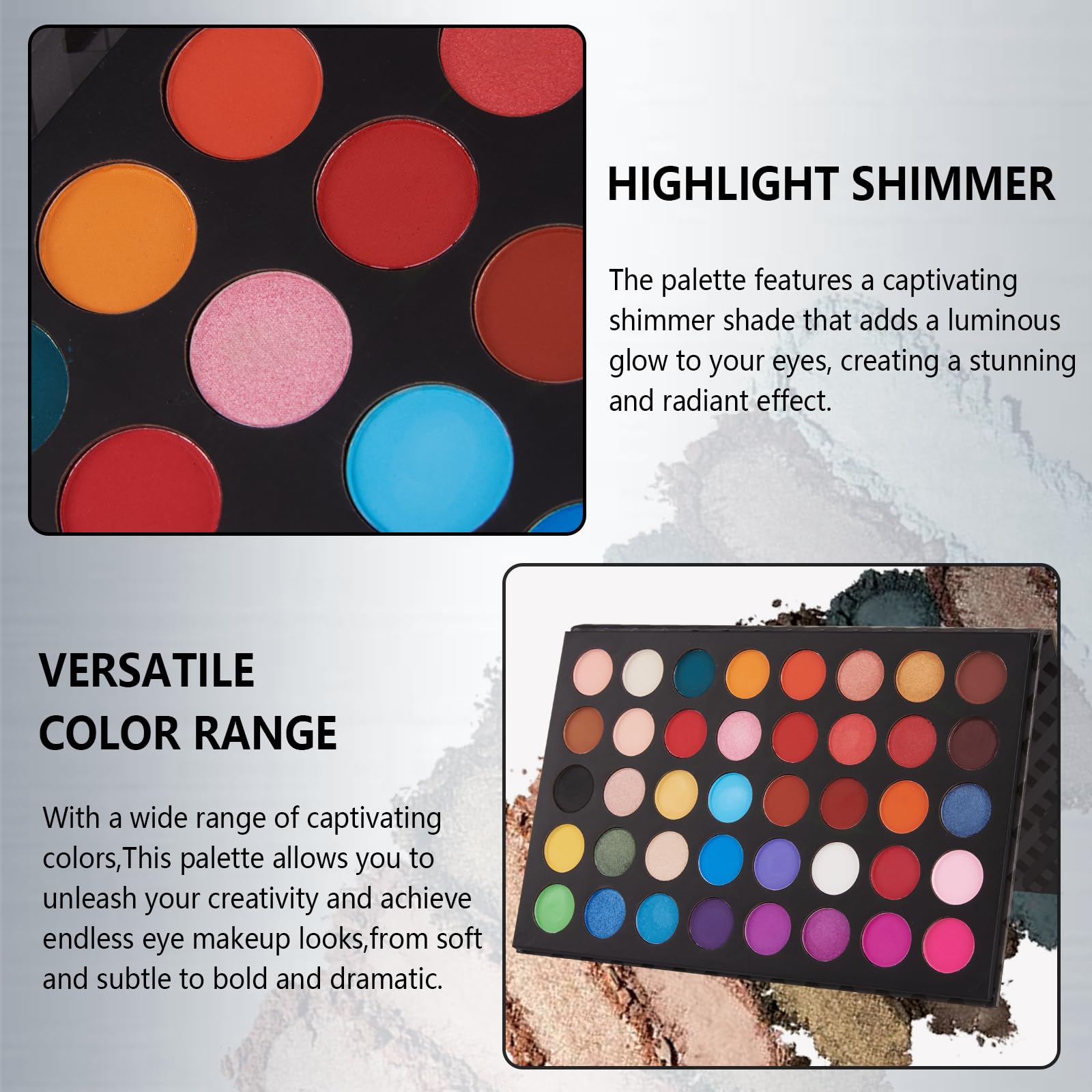 Rechoo 40 Colors Eye Makeup Eyeshadow Palette, Bright Color Matte Eye Shadow Blue Red Purple Bright Color With Sequins Shimmer Metallic Pigmented Paleta