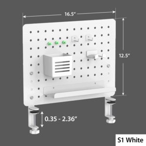 G-PACK PRO Clamp-on Desk Pegboard, Standing Desk Accessories for Office, Gaming Desk Organizer, Privacy Panel for Desk, Work Desk Organizer, 16.5 x 12.5-inch, S1 White