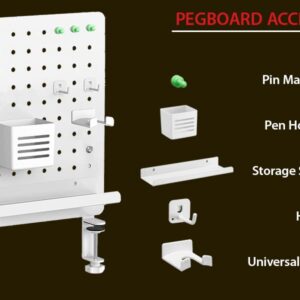 G-PACK PRO Clamp-on Desk Pegboard, Standing Desk Accessories for Office, Gaming Desk Organizer, Privacy Panel for Desk, Work Desk Organizer, 16.5 x 12.5-inch, S1 White