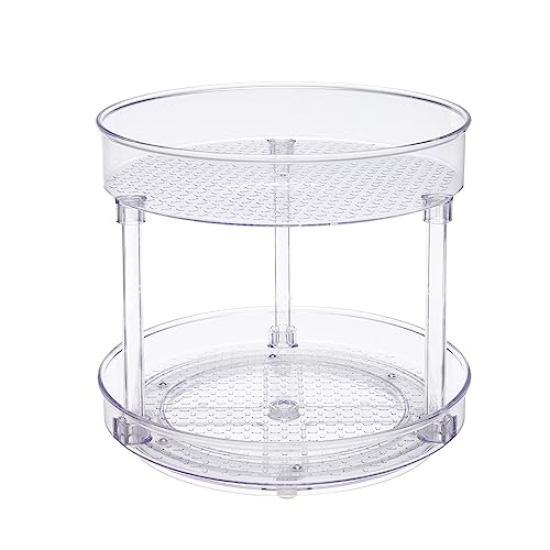 Amazon Basics 2 Tier Clear Lazy Susan Turntable Organizer, 9-Inch