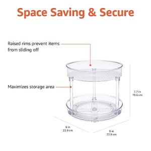 Amazon Basics 2 Tier Clear Lazy Susan Turntable Organizer, 9-Inch