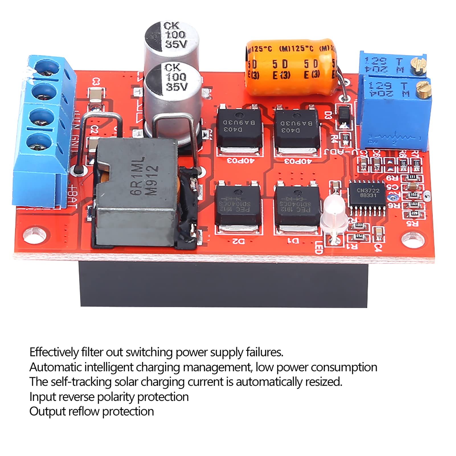 MPPT Solar Panel Regulator Module Intelligent Automatically Solar Battery Charging Controller 5A with Output Reflow Protection