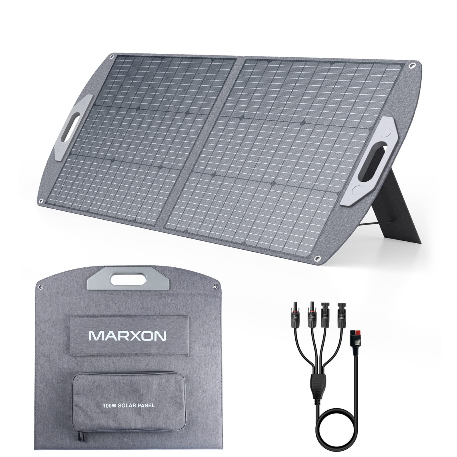 MARXON Solar Panel XP200, 200 Watt Portable Solar Panel, High-Efficiency Solar Panel, Foldable Solar Panel with Adjustable Kickstand, Waterproof and Dustproof Design Perfect for Camping, RV Trip