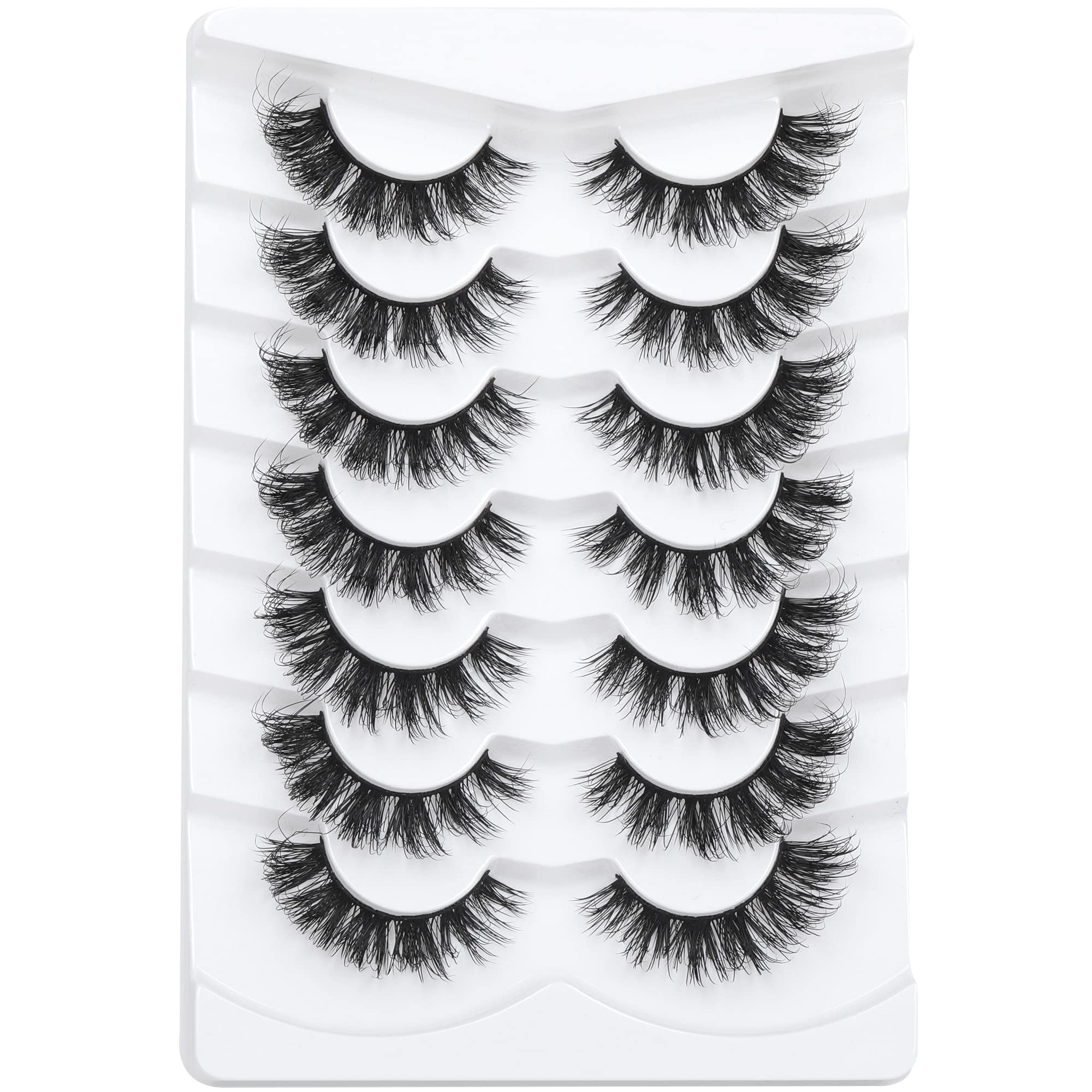 Mink Lashes Wispy False Eyelashes Cat Eye Lashes Natural Look Fluffy 3D Strip Fake Eyelashes Pack by Geeneiya, Long-lasting, Ultra-light, CC Curl Lash Extension Effect