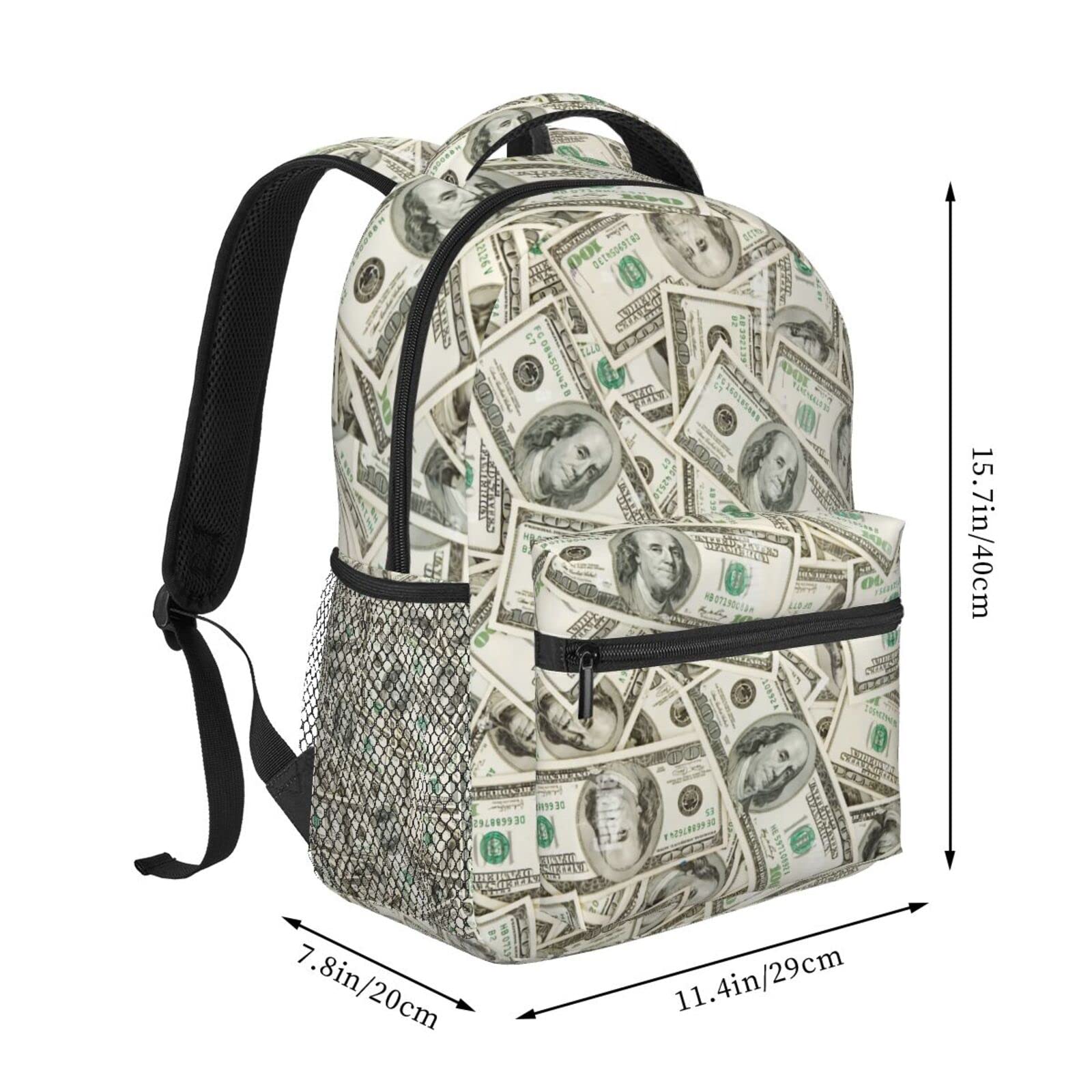 Qurdtt Funny US Dollar Money Backpack Travel Backpack Casual Hiking Daypack for Men Women