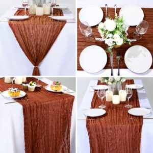 24 Pcs Cheesecloth Table Runner 10 Ft Wedding Gauze Terracotta Boho Rustic Cheese Cloth 120 Inch Long 29 Inch Wide Table Decor Bulk for Wedding Fall Decorations Thanksgiving Table Decor(Rust)