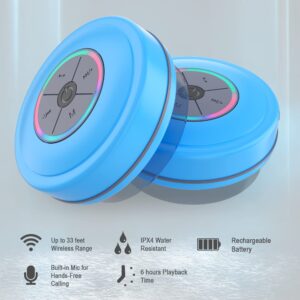 Speakers Bluetooth Wireless – Colorful Shower Speaker – Advanced Waterproof Bluetooth Speaker with Suction Cup Installation - Wireless Speakers with Bluetooth and Rechargeable Battery bathroom speaker