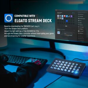 NEEWER GL1 PRO 15.5" Key Light Streaming Light, Video Light with 2.4G PC/Mac iOS/Android APP Control, 2800LM LED Panel Light with Desk Clamp Compatible with Elgato Stream Deck for Gaming Zoom, Black