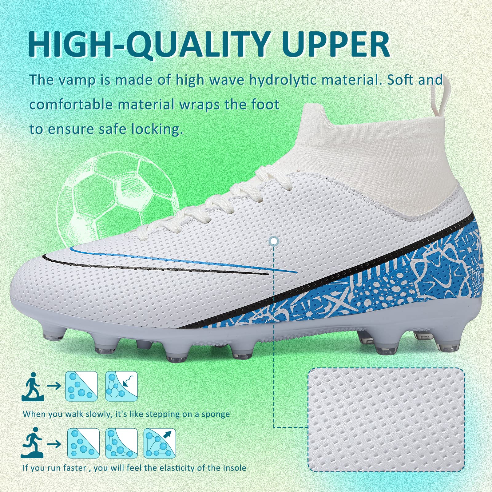 Soccer Cleats Mens Football Cleats Women Tacos de Futbol para Hombre Soccer Shoes for Big Boy Tacos de Futbol Zapatos de Futbol para Hombres Outdoor Soccer Shoes High Top Football Boots AG/FG