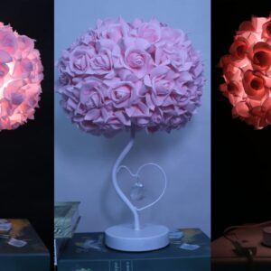 ZYLEIESENBAO Pink Desk lamp with Rose Flower Lampshade, Princess Table lamp Flower Lamp for Nightstand Pink Room Decor Aesthetic Bedroom Decor for Women Girls Christmas Dating Party Wedding Gifts