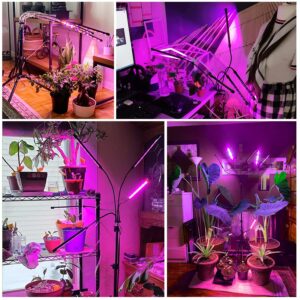 Garpsen Grow Light with Stand, 5 Heads Grow Lights for Indoor Plants, 100 LEDs Full Spectrum Led Plant Light for Seed Starting, with Clip&15-63" Adjustable Tripod&6/12/16H Timer