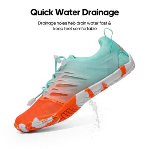 NORTIV 8 Athletic Hiking Water Shoes for Women Qucik Dry Barefoot Walking Kayaking Surfing Training Beach Shoes Size 7 Orange/Blue SNWS231W