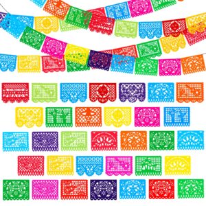 12 pcs 180 ft mexican party banners large papel picado banner 10 patterns plastic fiesta banner decorations for cinco de mayo mexican fiesta party day of the dead dia de los muertos