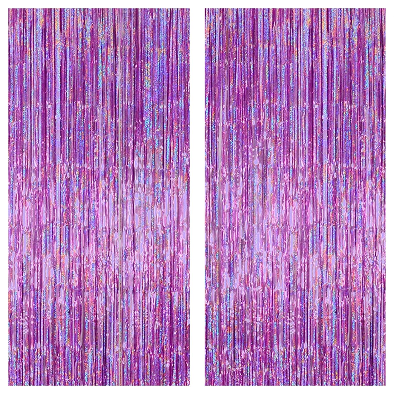 KatchOn, Iridescent Purple Fringe Curtain - 8x3.25 Feet, Pack of 2 | Purple Streamers for Mermaid Birthday Decorations | Purple Party Decorations | Valentine Decorations, Purple Birthday Decorations