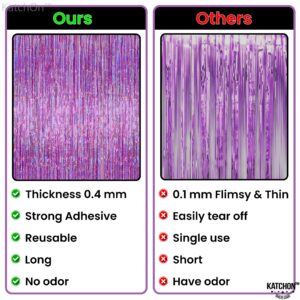 KatchOn, Iridescent Purple Fringe Curtain - 8x3.25 Feet, Pack of 2 | Purple Streamers for Mermaid Birthday Decorations | Purple Party Decorations | Valentine Decorations, Purple Birthday Decorations