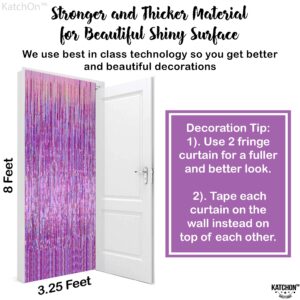 KatchOn, Iridescent Purple Fringe Curtain - 8x3.25 Feet, Pack of 2 | Purple Streamers for Mermaid Birthday Decorations | Purple Party Decorations | Valentine Decorations, Purple Birthday Decorations