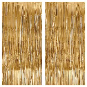 katchon, xtralarge champagne gold backdrop - 6.4x8 feet, pack of 2 | gold streamers for new years decorations | gold string backdrop for gold new years eve party supplies 2024 | golden birthday decor