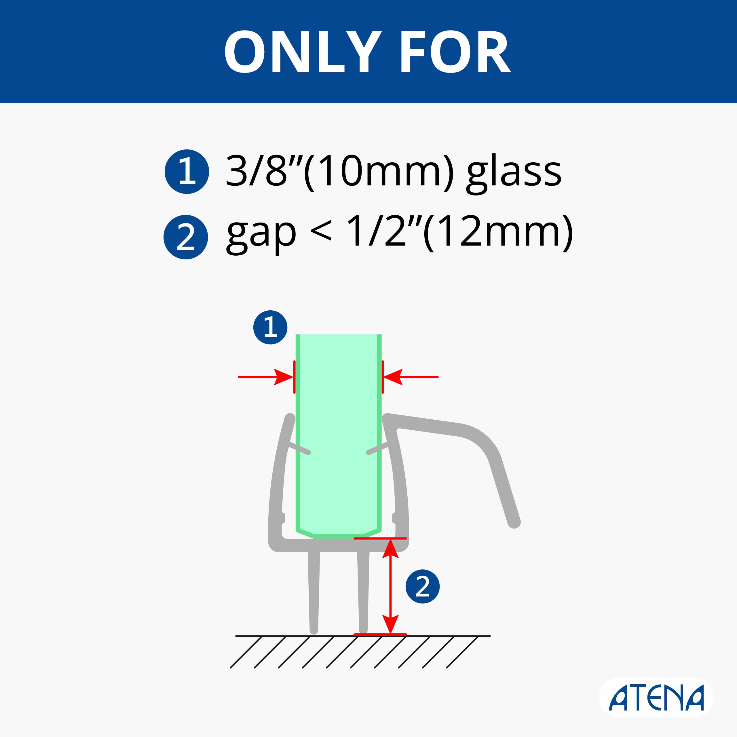 ATENA Frameless Shower Door Bottom Seals (3/8" x 36") - 2pcs Shower Door Seal Strips