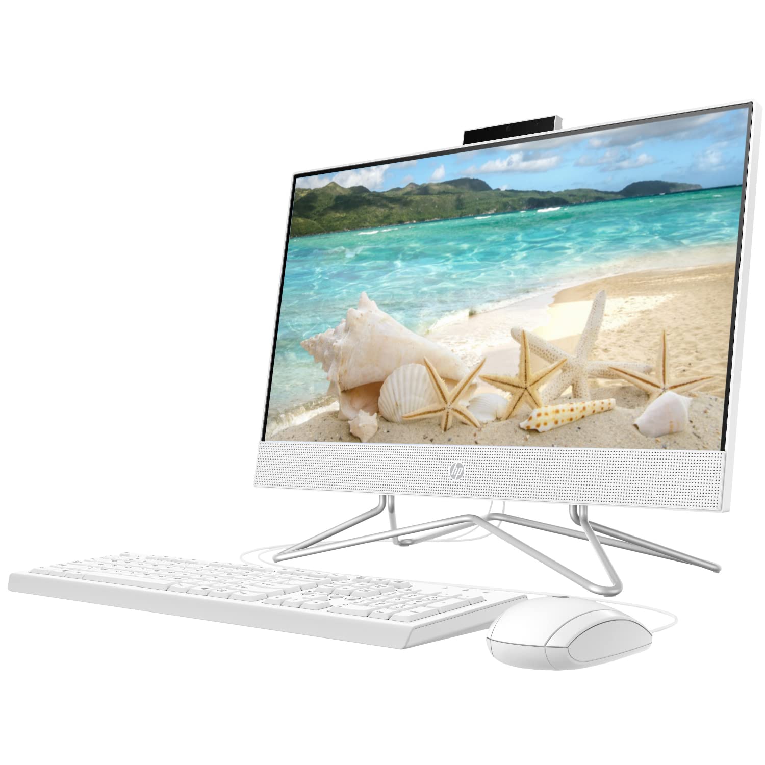 HP All-in-One Desktop, 21.5" FHD Display, Intel Celeron J4025, 16GB RAM, 2TB SSD, Webcam, Wired Keyboard&Mouse, WiFi, HDMI, RJ-45, Windows 11 Home, White