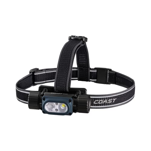 Coast WPH34R 2000 Lumen Waterproof Ultra Bright IP68 USB Rechargeable-Dual Power Headlamp, 6 Modes with Spot and Flood Beams, Blue/Black