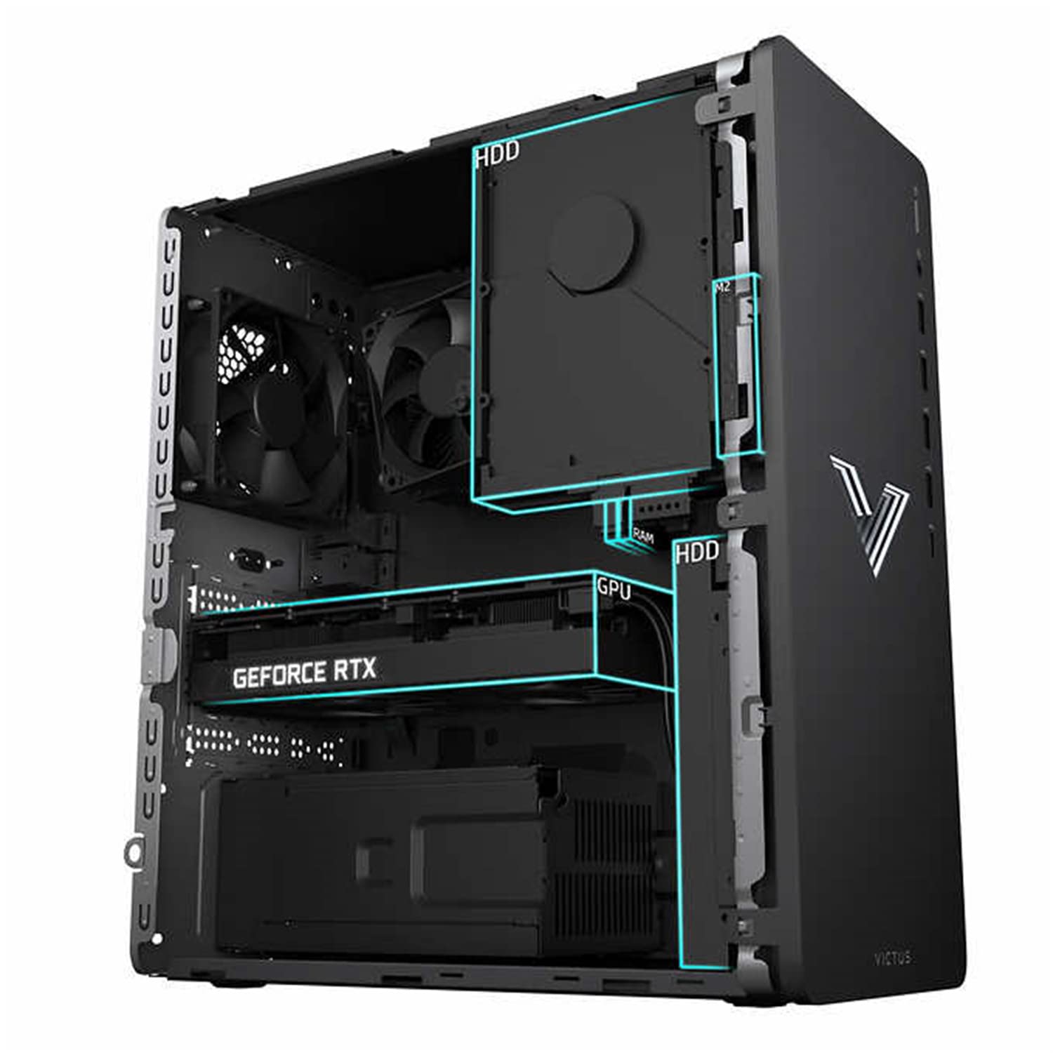 HP 2022 Newest Victus Gaming Desktop, AMD Ryzen 7 5700G Processor(8-core), 32GB DDR4 RAM, 1TB SSD, 2TB HDD, AMD Radeon RX 6600XT Graphics, 500W Power Supply, Windows 11 Home, Bundle with JAWFOAL