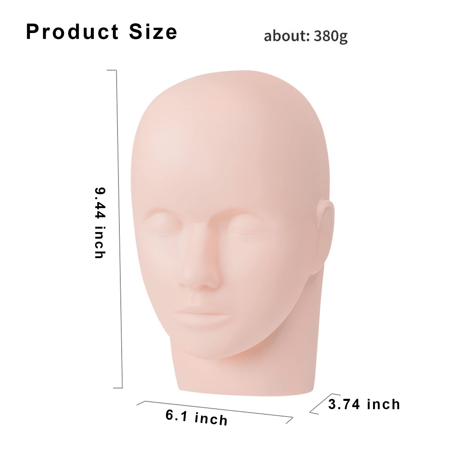 LXIANGN Lash Mannequin Head,Professional Make Up Paint Eye Lash Extention Practice Training Head Soft-Touch Manikin Cosmetology Mannequin Doll Face Head