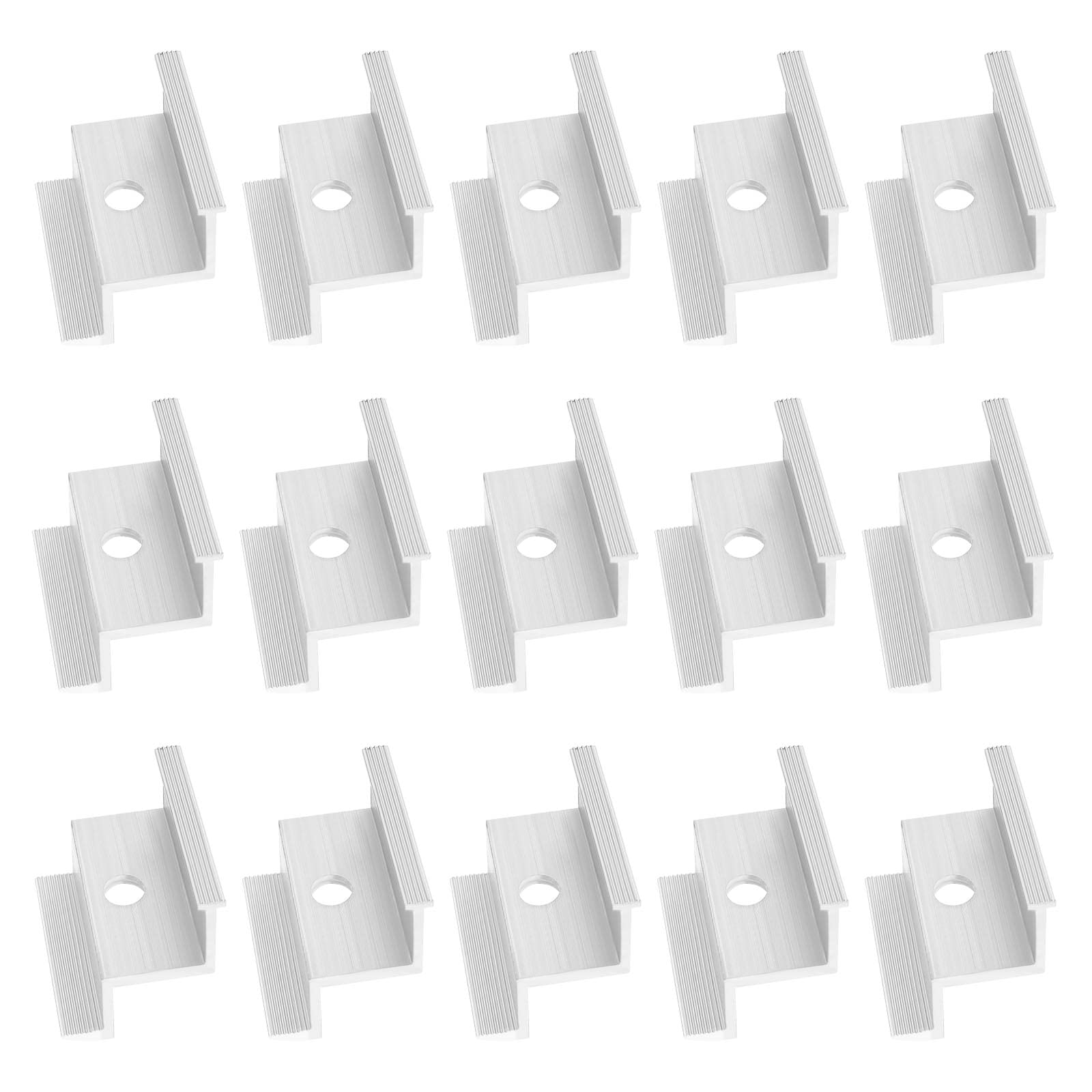 SING F LTD 15Pcs Aluminium End Clamp Replacement Solar Panel Mount Solar Photovoltaic Mounts Accessories for Motorhomes Houses Boats Silver