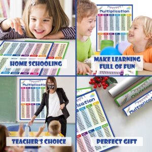 Multiplication Chart 2pcs Multiplication Table Chart For Kids Times Table Chart Educational Posters Multiplication Poster Division Chart Math Posters For Elementary School Supplies For Kids Classroom