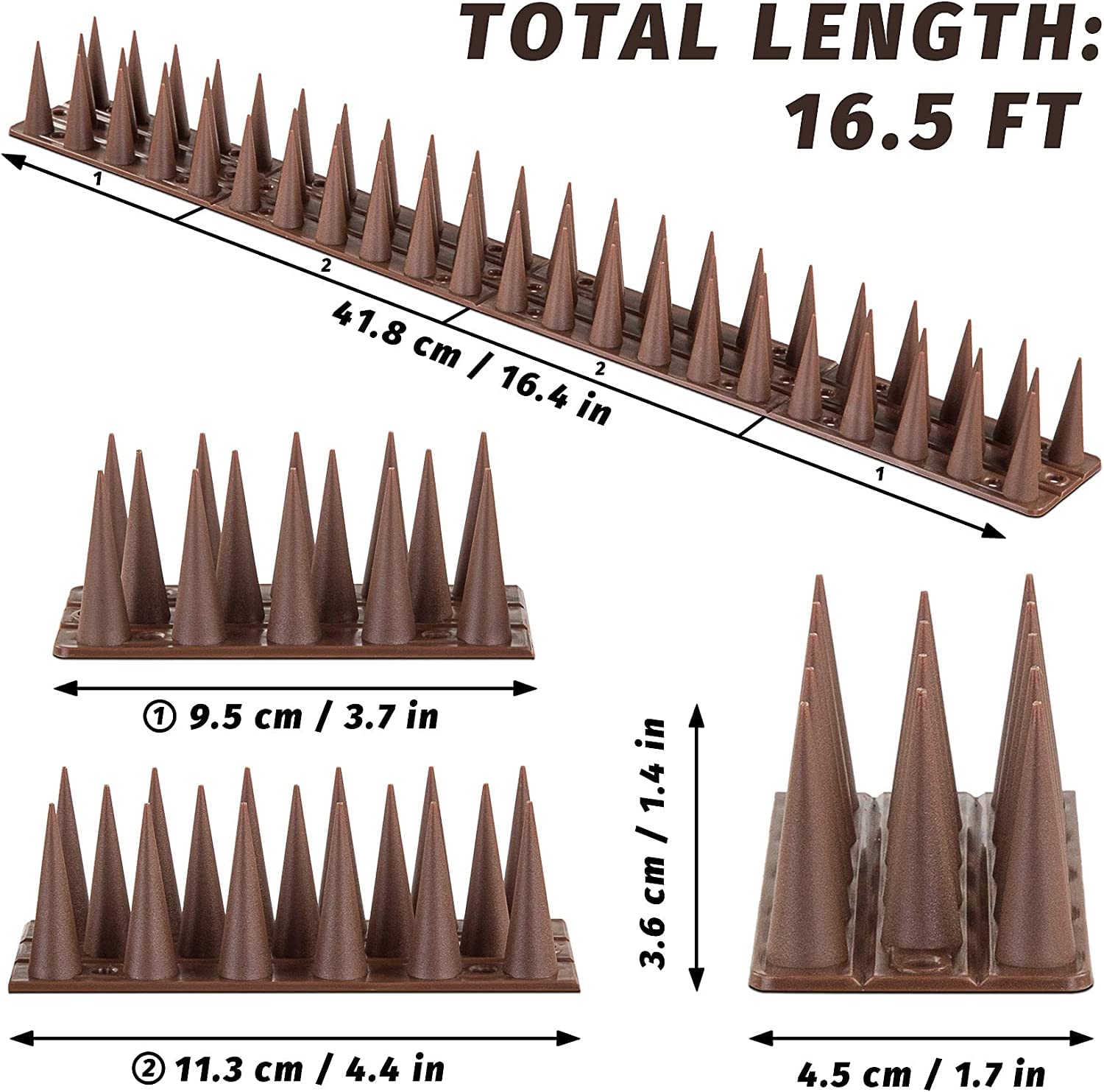 Bird Spikes, Grovind Plastic Spikes for Outdoor Bird Spike Security Bird Deterrent Spikes, Cat Raccoon Squirrel Spikes Pigeon Spikes for Fences and Roof Keep Birds Away - 12 Pack