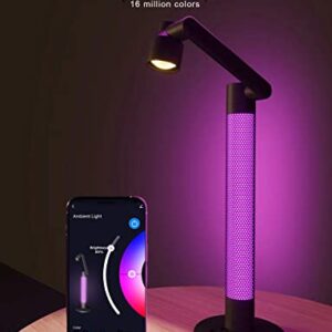 HCYHNB Smart Table Lamp Works with Alexa Google Home, Swing Arm Desk Lamp with Rotatable Body, APP Control DIY Lighting Modes & Music Sync, Dimmable Night Light for Kids Adults