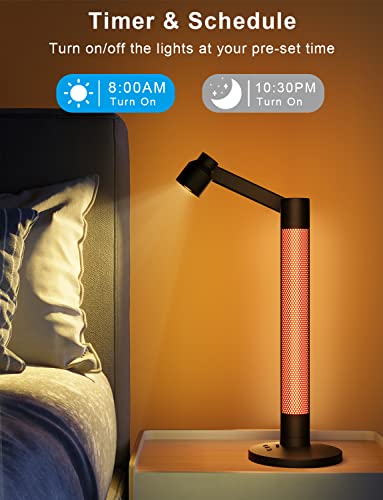 HCYHNB Smart Table Lamp Works with Alexa Google Home, Swing Arm Desk Lamp with Rotatable Body, APP Control DIY Lighting Modes & Music Sync, Dimmable Night Light for Kids Adults