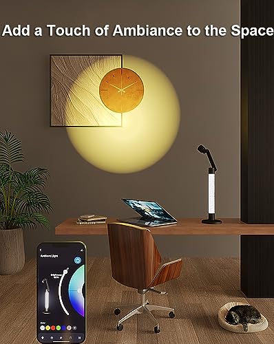 HCYHNB Smart Table Lamp Works with Alexa Google Home, Swing Arm Desk Lamp with Rotatable Body, APP Control DIY Lighting Modes & Music Sync, Dimmable Night Light for Kids Adults