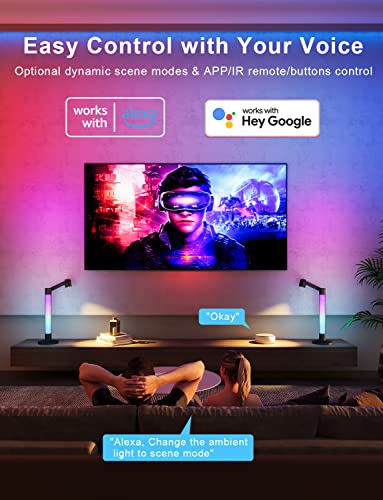 HCYHNB Smart Table Lamp Works with Alexa Google Home, Swing Arm Desk Lamp with Rotatable Body, APP Control DIY Lighting Modes & Music Sync, Dimmable Night Light for Kids Adults