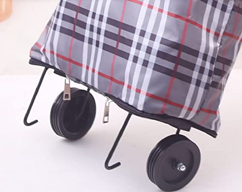 Upgrade Shopping Bag with Wheels Portable Trolley Bags Grocery Cart Hand Pulling Utility with Hand Straps Folding Shopping Cart- Larger Size & Waterproof & Strong(B0BR7RVT8D)