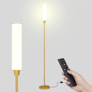 hzx999 remote control floor lamp,bright floor lamps for bedroom、living room，stepless adjustable 3000k-6000k colors and 10-100% brightness remote control lamps,standing lights for living room (gold)