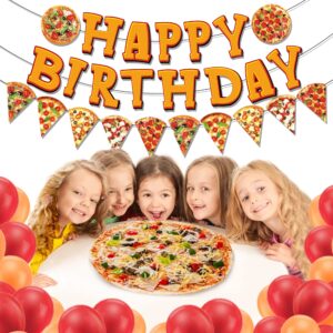 Pizza Party Birthday Banner Pizza Photo Pennant Banner Pizza Happy Birthday Banner Pizza Slice Bunting Banner for Pizza Theme Party Decoration Baby Shower