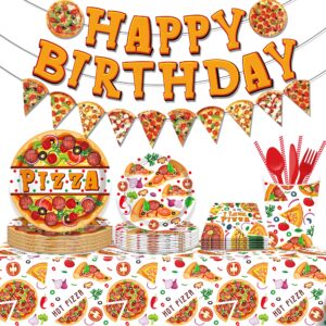 Pizza Party Birthday Banner Pizza Photo Pennant Banner Pizza Happy Birthday Banner Pizza Slice Bunting Banner for Pizza Theme Party Decoration Baby Shower